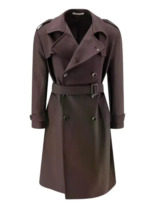 Tagliatore Double-breasted Belted Virgin Wool Trench Coat - Brown