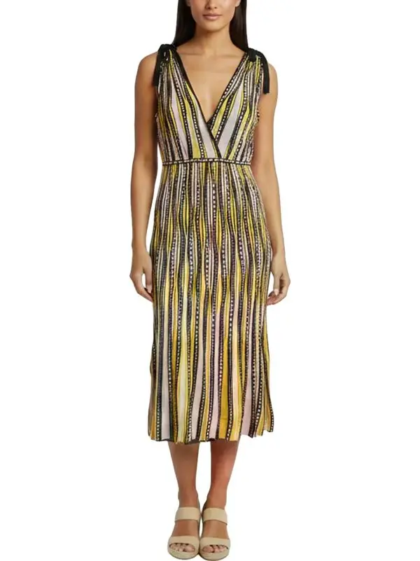 Missoni Striped Wrap-effect Midi Dress - Yellow