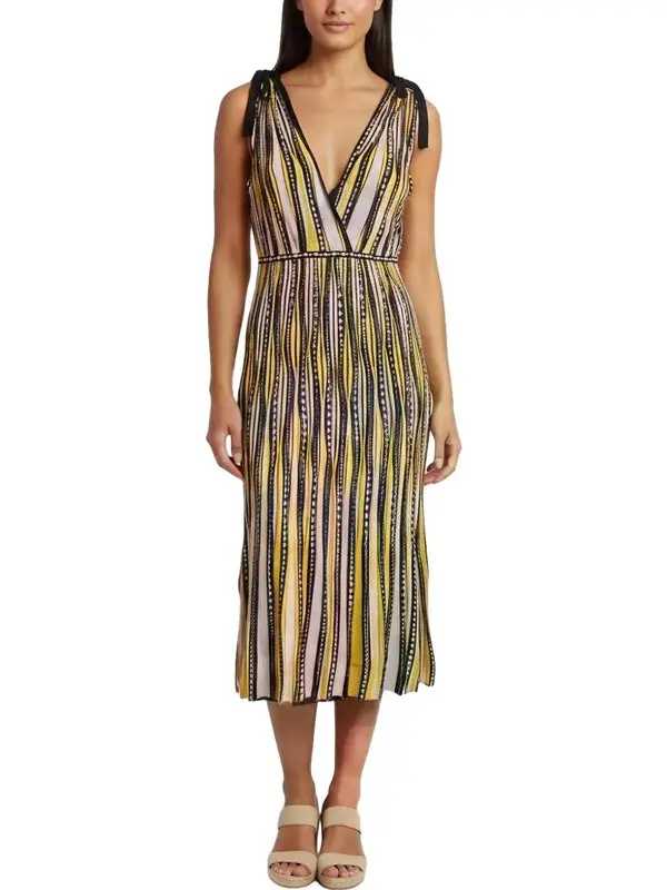 Missoni Striped Wrap-effect Midi Dress - Yellow