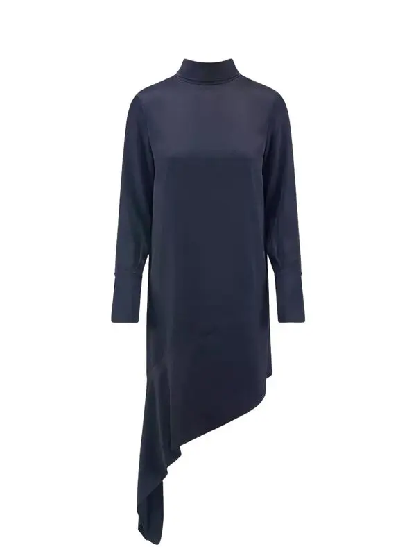 SEMICOUTURE Asymmetric-hem Mock-neck Asymmetric Dress - Blue