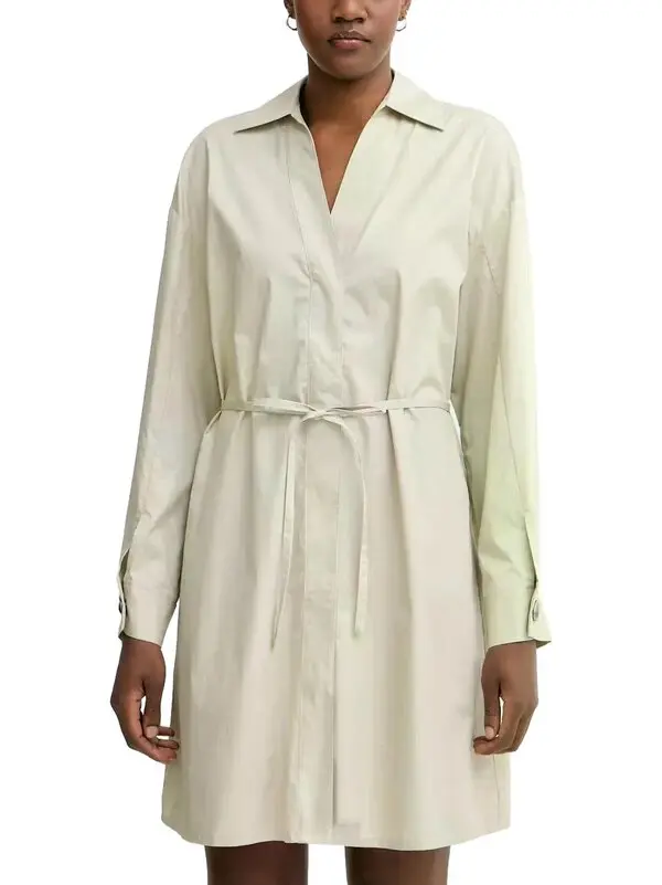 Armani Exchange Belted Long-sleeve Mini Shirt Dress - Neutrals