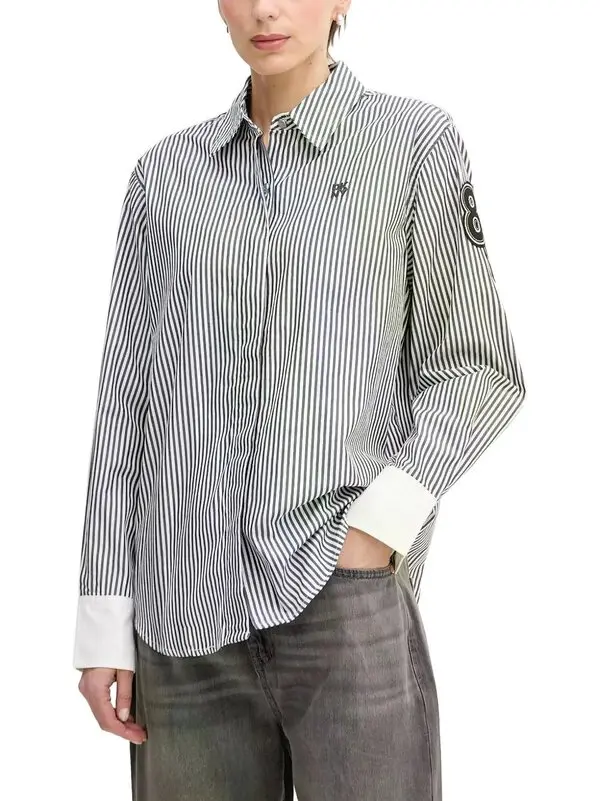 Dkny Vertical Stripe Logo Print Shirt - White