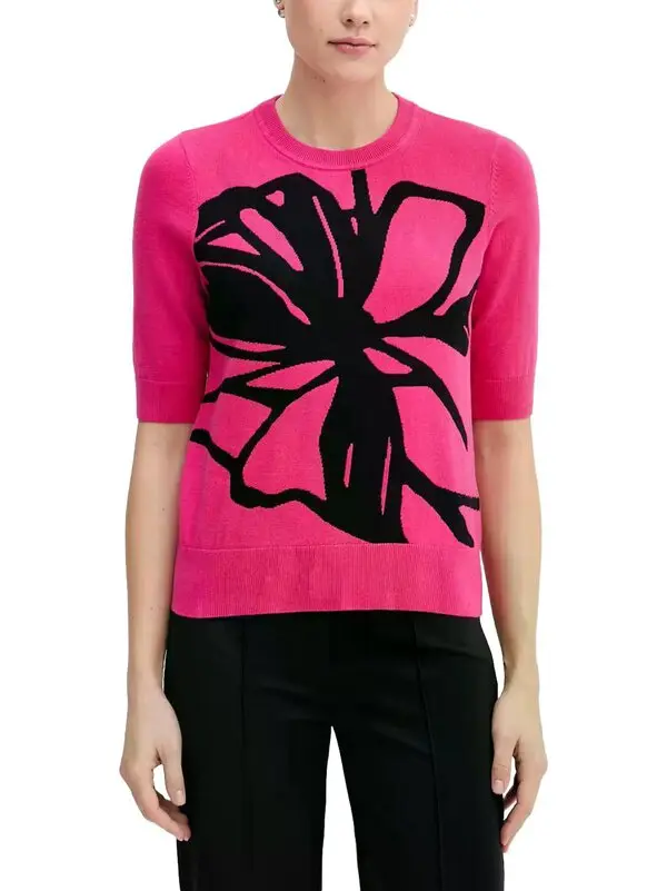 Dkny Floral Intarsia Knit Sweater - Pink