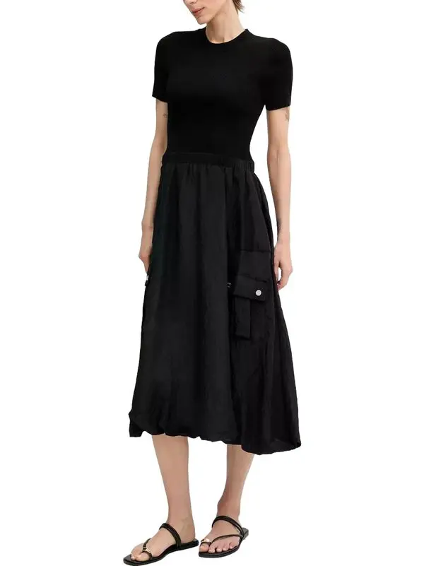 Dkny Ribbed Round-neck Mini Dress - Black