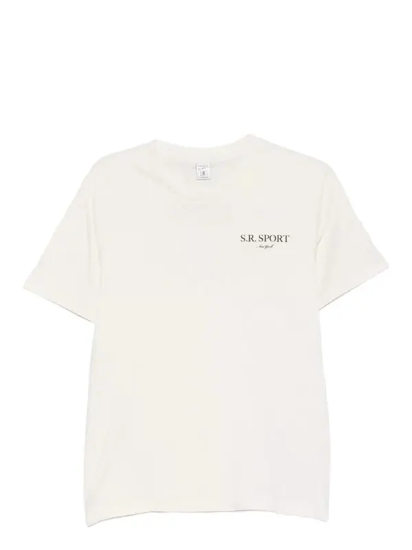 SPORTY & RICH Logo-print Cotton T-shirt - Neutrals