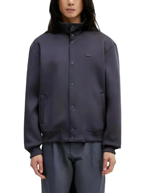 Lacoste High-neck Logo Patch Bomber Jacket - Grey
