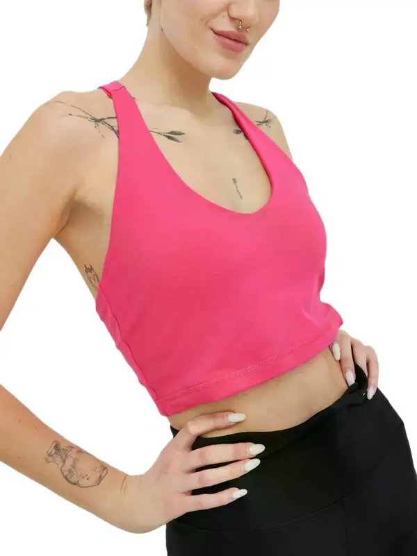 Dkny Cotton Racerback Logo Print Top - Pink