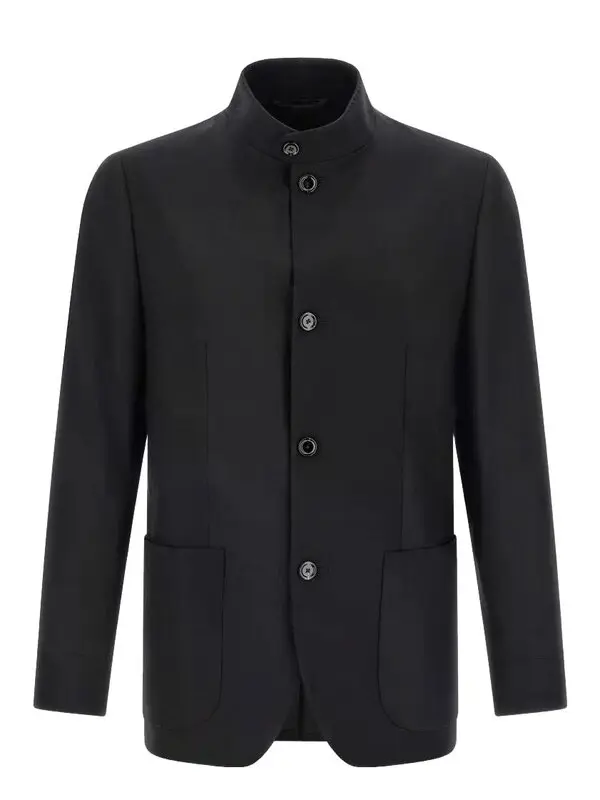 LARDINI Cashmere High-neck Field Jacket - Black