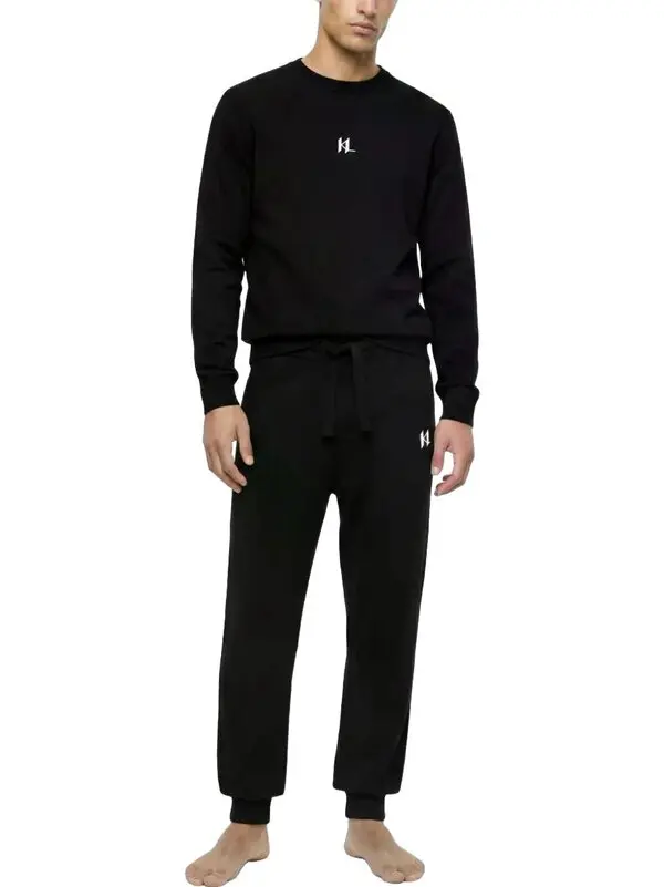 Karl Lagerfeld Monogram Cashmere-blend Loungewear Pants - Black