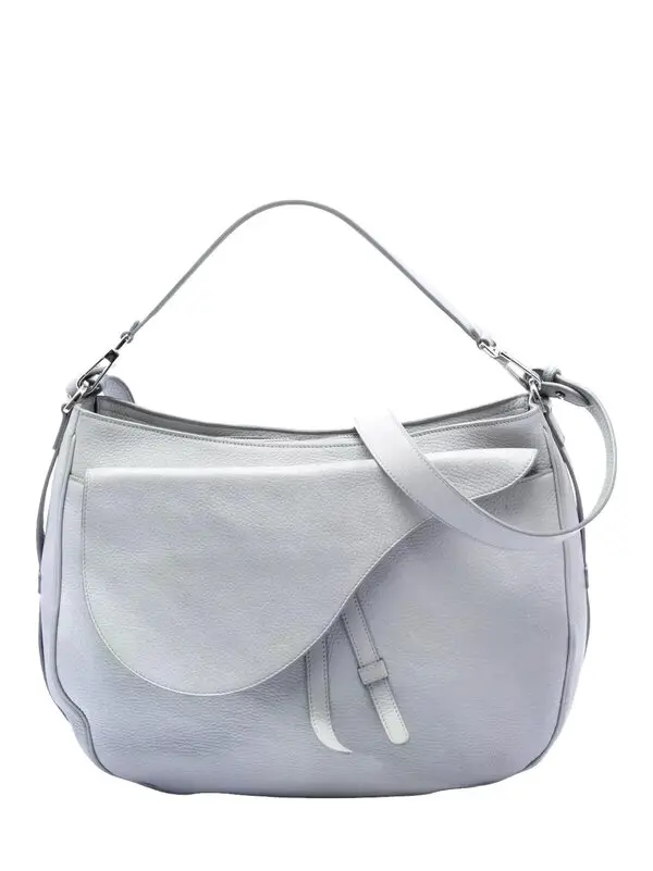 Dior 2021 Grained Calfskin Saddle Soft Bag Satchel - Grey