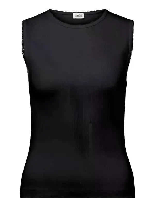 DRYKORN Ribbed Knit Top With Scalloped Trim - Black