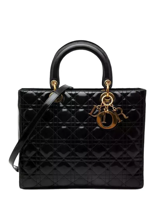 Dior Lambskin Cannage Lady Satchel - Black