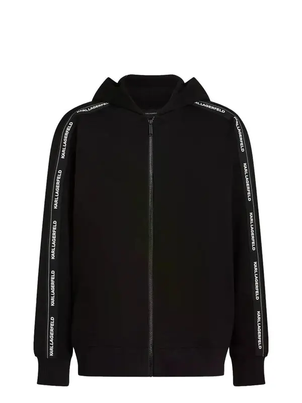 Karl Lagerfeld Logo-tape Zip-up Hoodie - Black