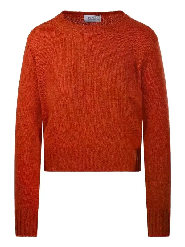 BEYOU Ribbed-trim Crew Neck Sweater - Orange