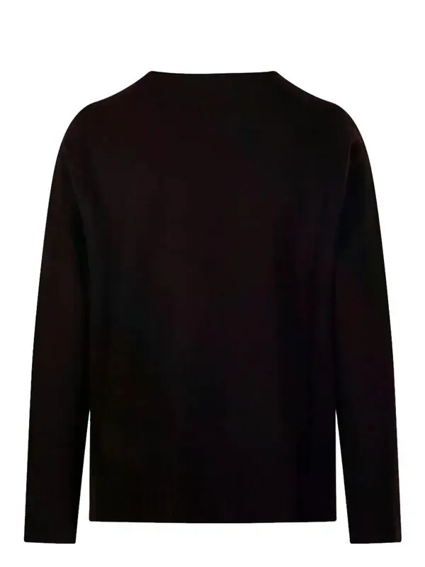BEYOU Crew Neck Ribbed Trim Sweater - Brown