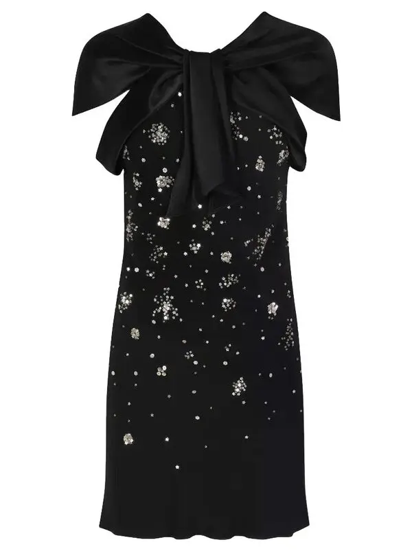 Alberta Ferretti Mini Sequin-embellished Bow-detail Dress - Black