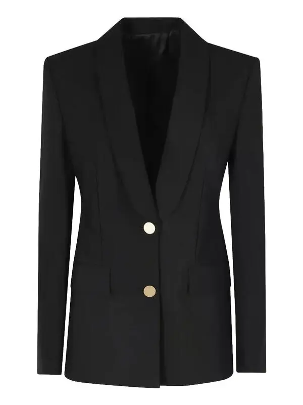 Alberta Ferretti Gold-tone Buttoned Blazer - Black
