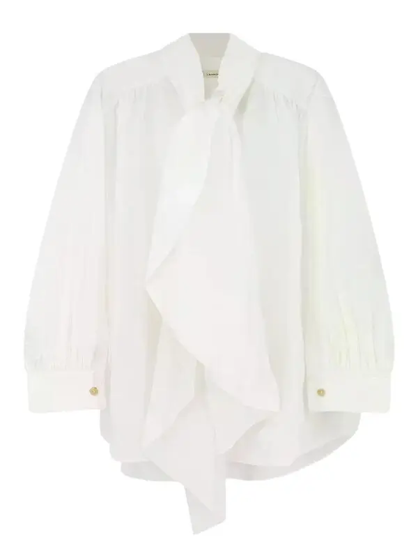 LAMRONS Pussy-bow Puff-sleeve Shirt - White