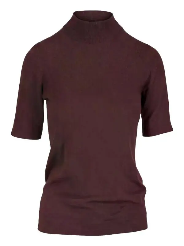 Brunello Cucinelli High-neck Short-sleeve Cashmere Sweater - Brown