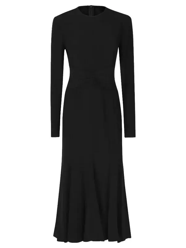 Alberta Ferretti Ruched-waist Long-sleeve Maxi Dress - Black