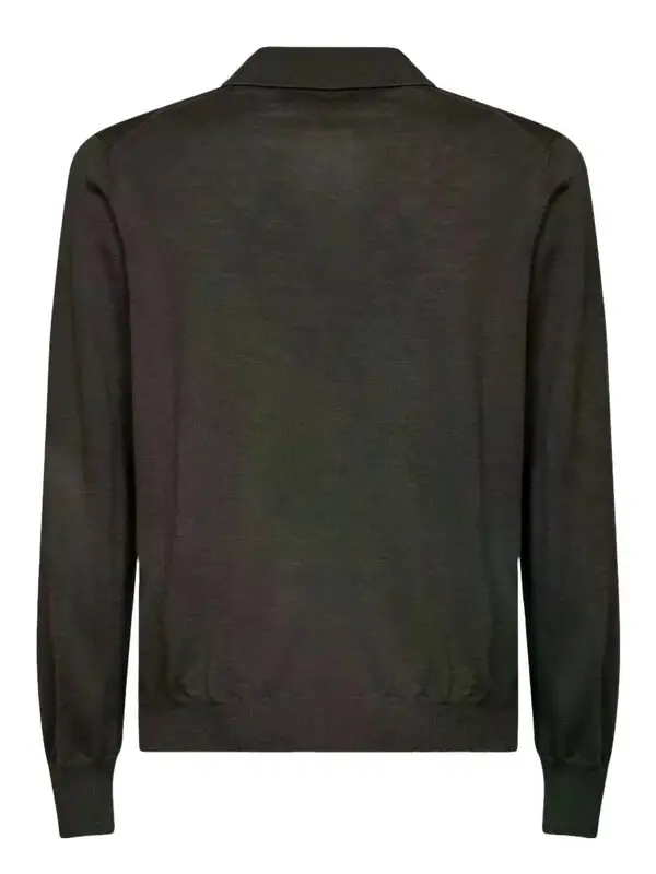 D4.0 Virgin-wool Open-collar Sweater - Green