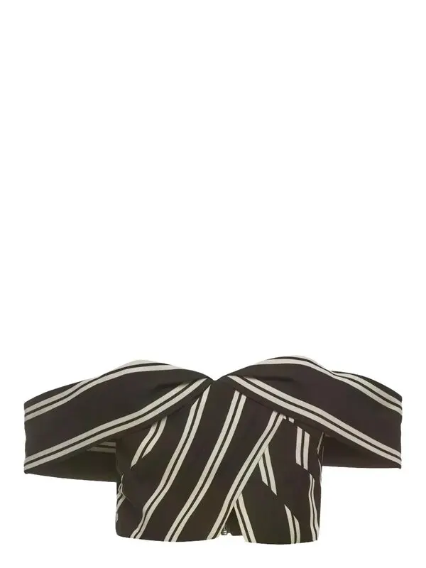 Alice + Olivia Striped Off-shoulder Top - Black
