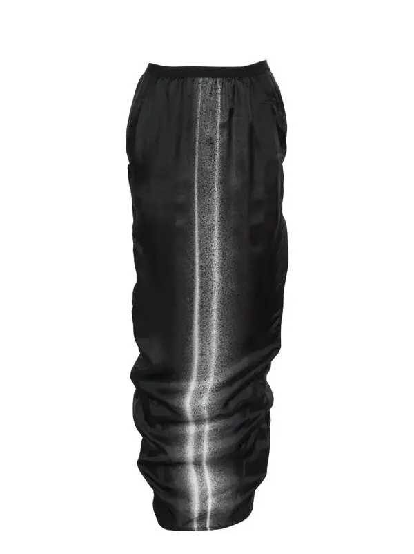 Rick Owens Gradient Effect Ruched Maxi Skirt - Black