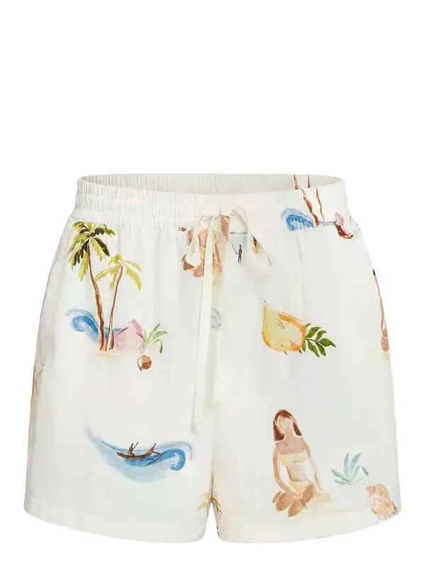 Seafolly Graphic Print Drawstring Shorts - White