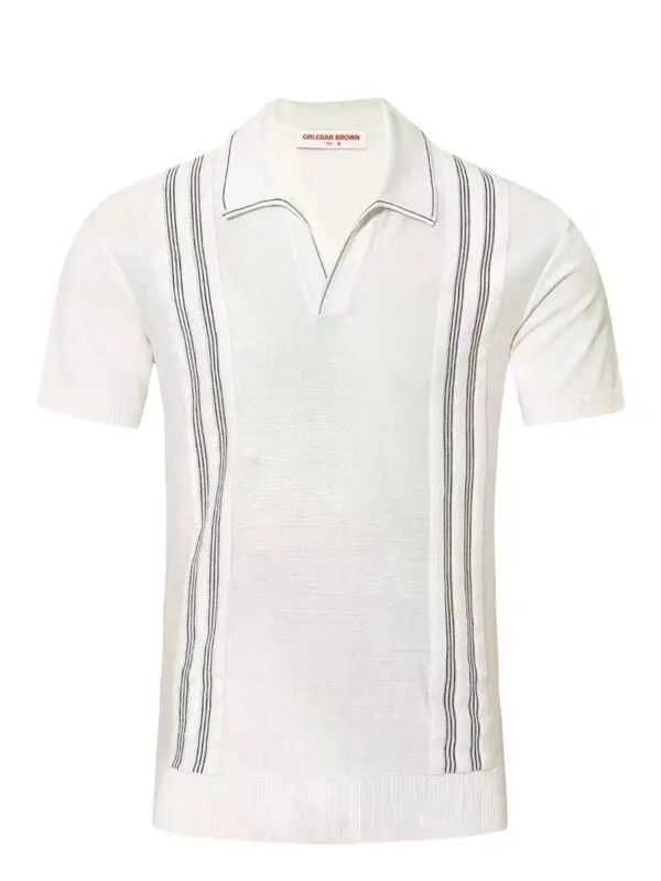 Orlebar Brown Horton Stripe-detailing Polo-collar T-shirt - White