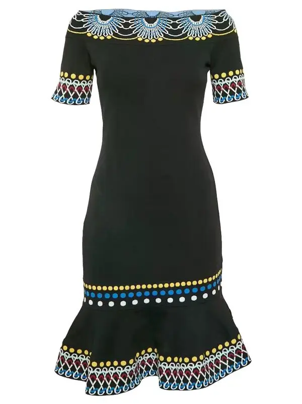 PETER PILOTTO Off-shoulder Textured Mini Dress - Black