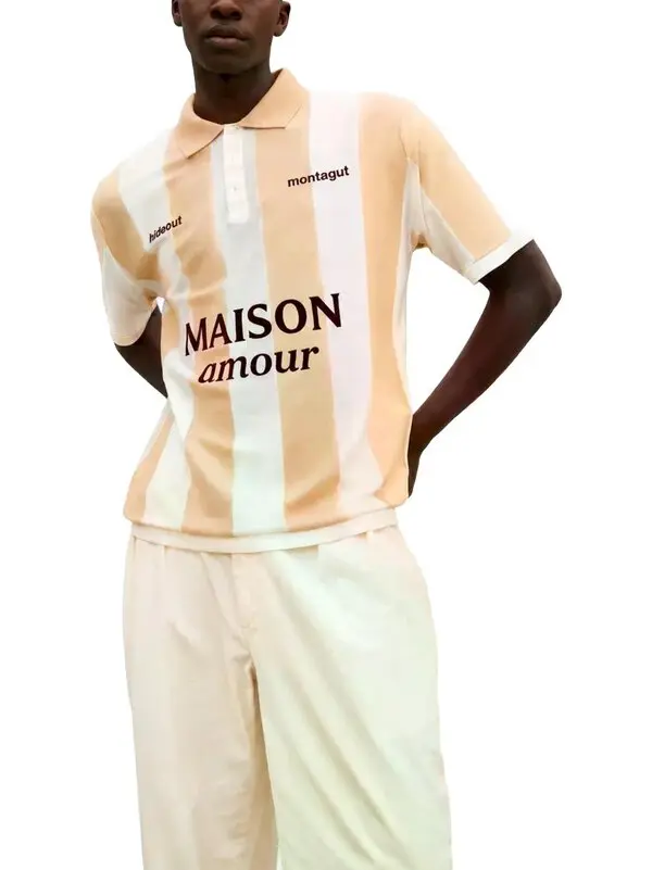 MAISON HIDEOUT X Maison Montagut Chicago Fil Lumière® Striped Polo Shirt - Neutrals