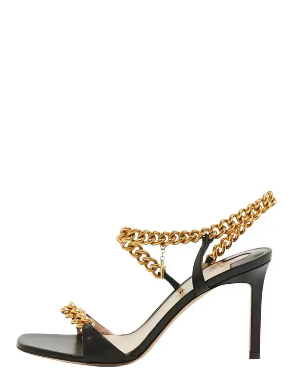 TOM FORD Leather Gold-tone Chain-link Padlock Stiletto Sandals - Black