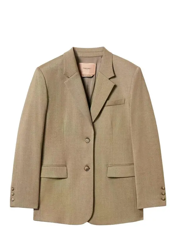 TWINSET Matte-satin Blazer With Notched Lapels - Neutrals