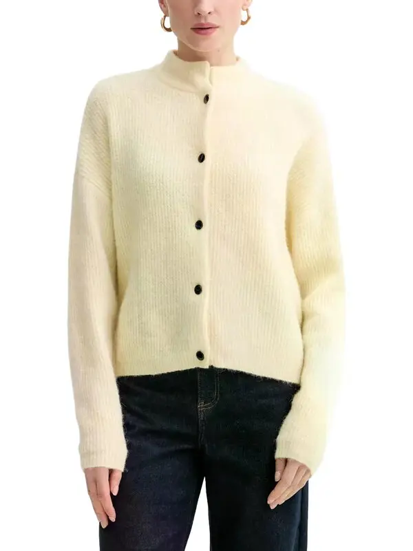 GESTUZ Button-up Ribbed Cardigan - Yellow