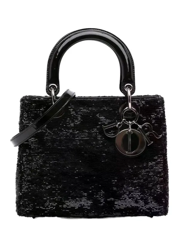 Dior Sequin Lady Satchel - Black