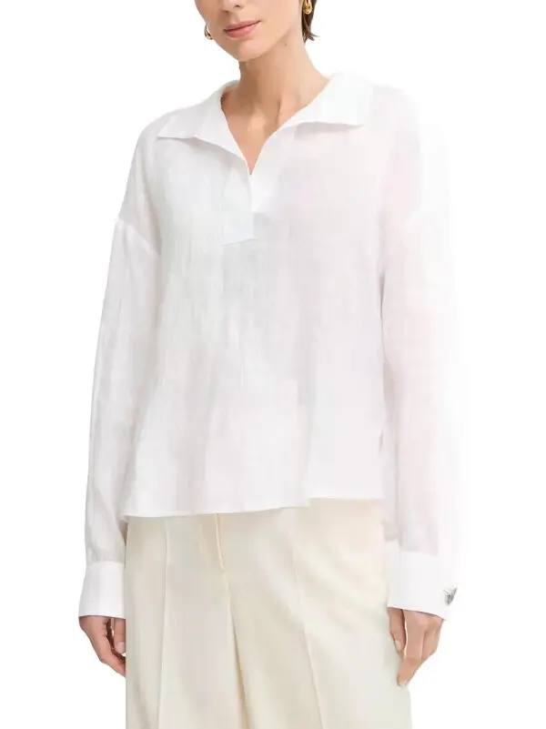 Emporio Armani Armani Exchange Linen Poplin Long-sleeve Shirt - White