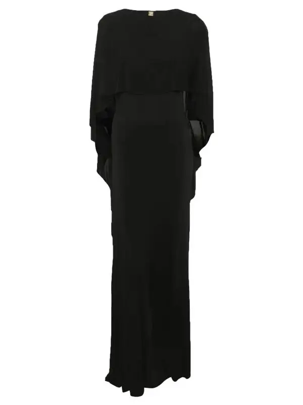 Roberto Cavalli Maxi Caped Jersey Dress - Black