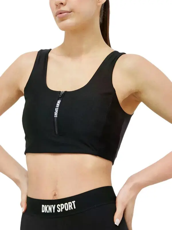 Dkny Zip-front Sports Bra - Black
