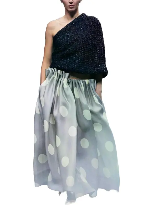 Khaite Polka-dot Gathered Midi Skirt - Neutrals