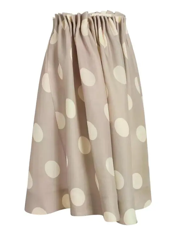 Khaite Polka-dot Gathered Midi Skirt - Neutrals