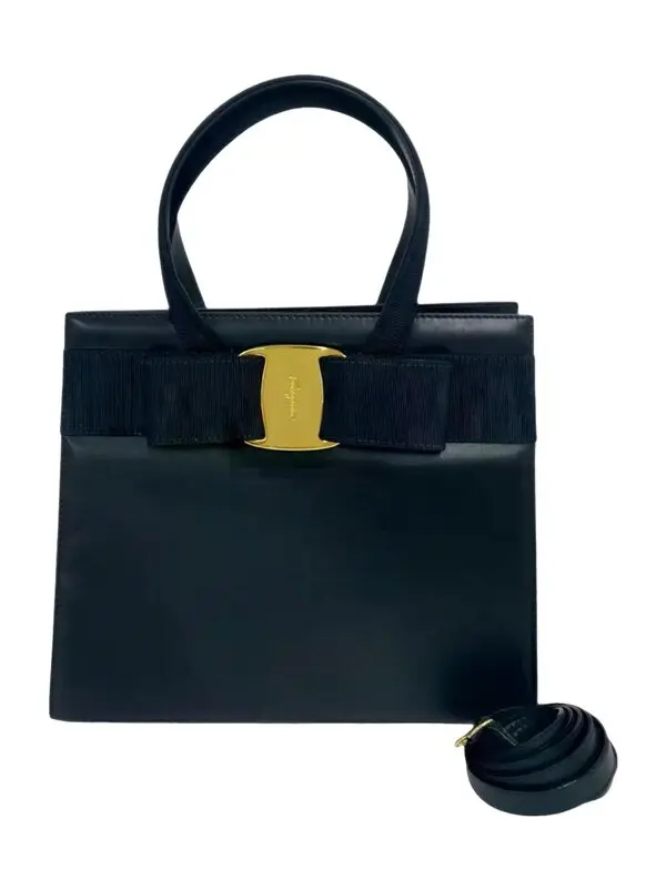 FERRAGAMO Vara Bow Leather Satchel - Blue