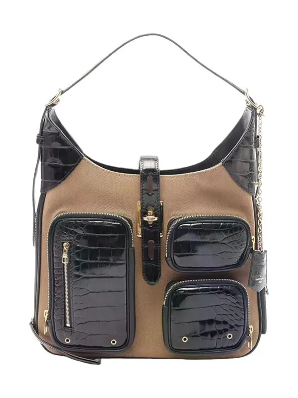 LOUIS VUITTON 2000-2026 Canvas And Embossed Leather Shoulder Bag - Neutrals