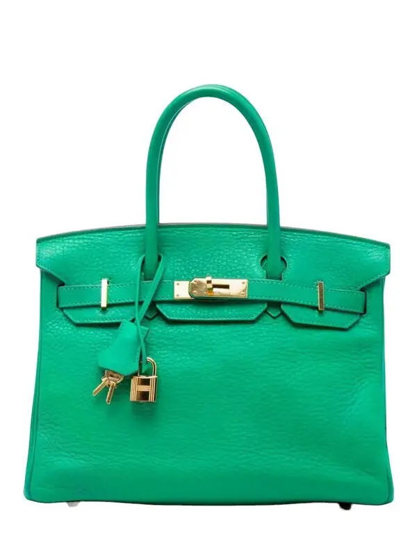 Hermès Clemence Birkin 30 Handbag - Green