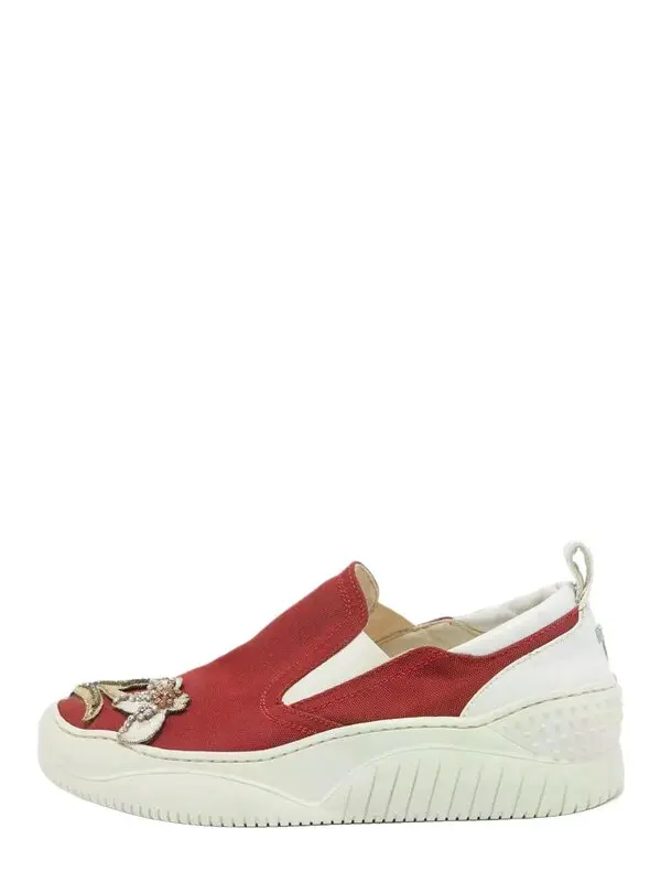 N°21 Embellished Floral-patch Slip-on Sneakers - Red