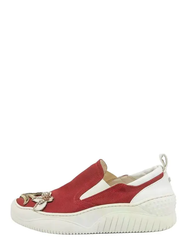N°21 Embellished Floral-patch Slip-on Sneakers - Red