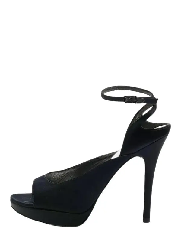 STUART WEITZMAN Satin Peep-toe Ankle-strap Platform Stiletto Sandals - Black