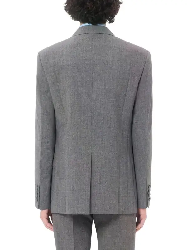 Valentino Garavani Double-breasted Jacket In Mouliné Wool - Grey