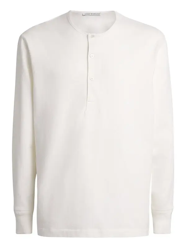 Studio Nicholson Cotton Henley T-shirt - White