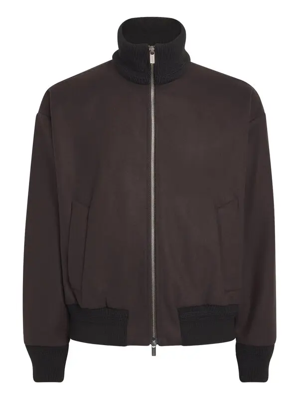 Barena Venezia Wool-blend Zip-up Bomber Jacket With Stand Collar - Brown