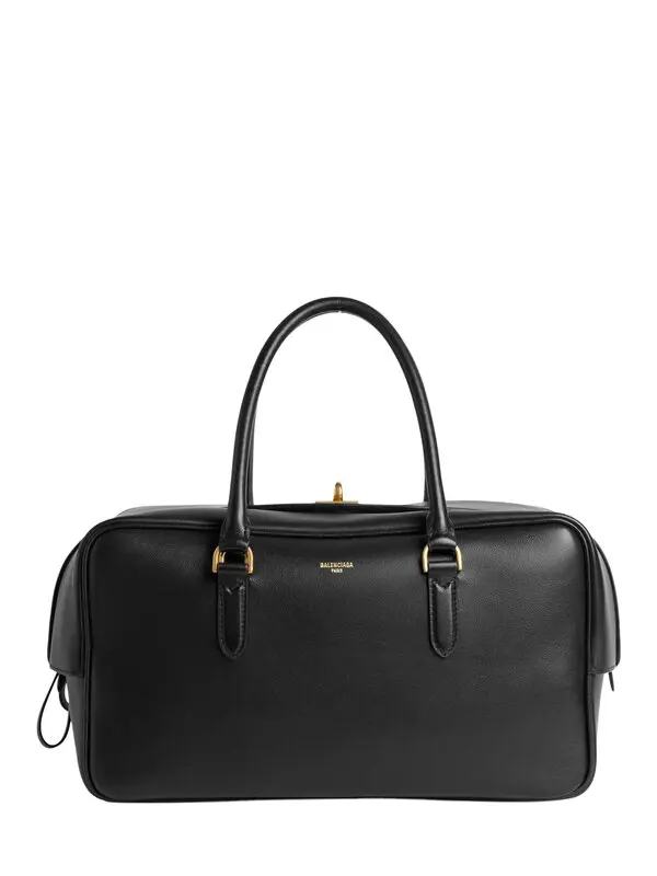 Balenciaga Lambskin Le 7 Bowling Bag - Black